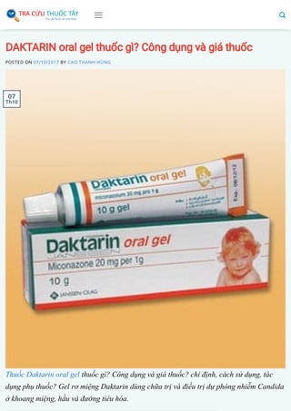 Daktarin la thuoc gi Cong dung lieu dung |Tracuuthuoctay | PDF