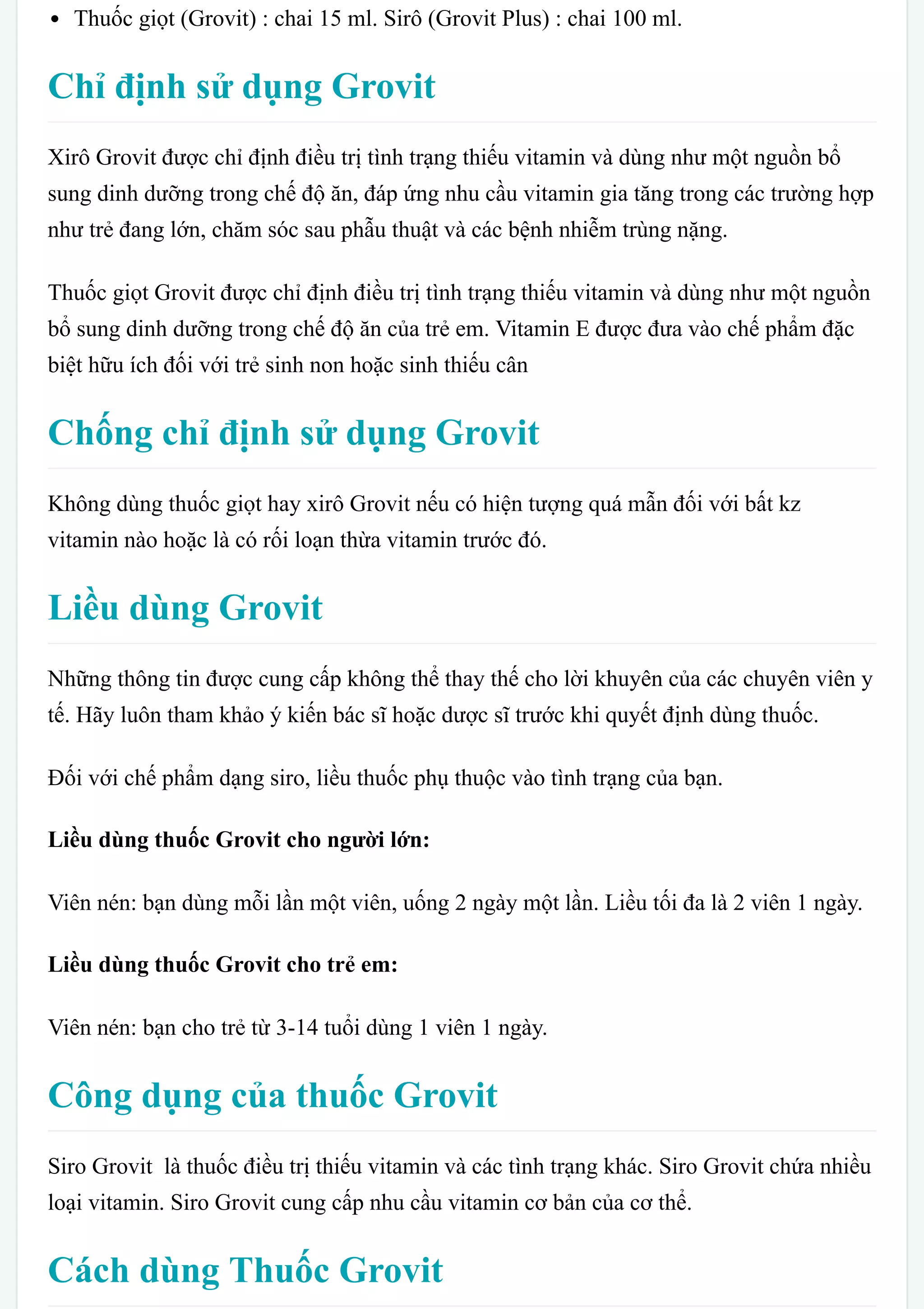 Thuoc GROVIT gia bao nhieu Mua thuoc o dau|Tracuuthuoctay | PDF