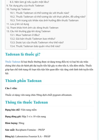 TADENAN thuoc gi Cong dung va gia thuoc TADENAN |Tracuuthuoctay | PDF ...
