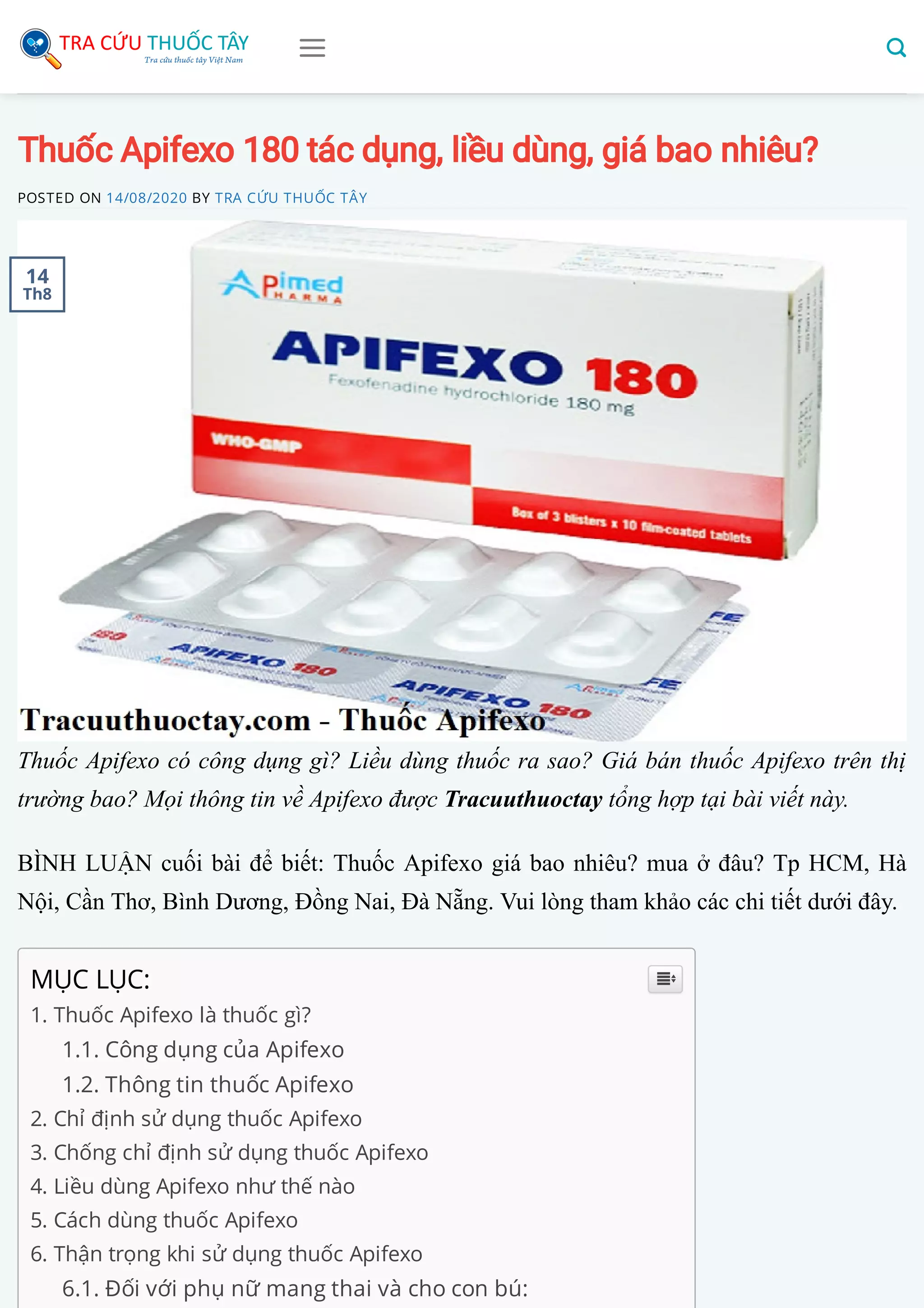 Thuoc apifexo 180 la thuoc gi co tac dung gi gia bao nhieu ...