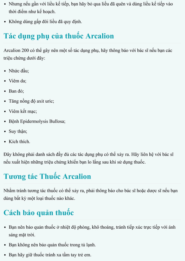thuoc ho tro dieu tri met moi arcalion 200mg |Tracuuthuoctay | PDF