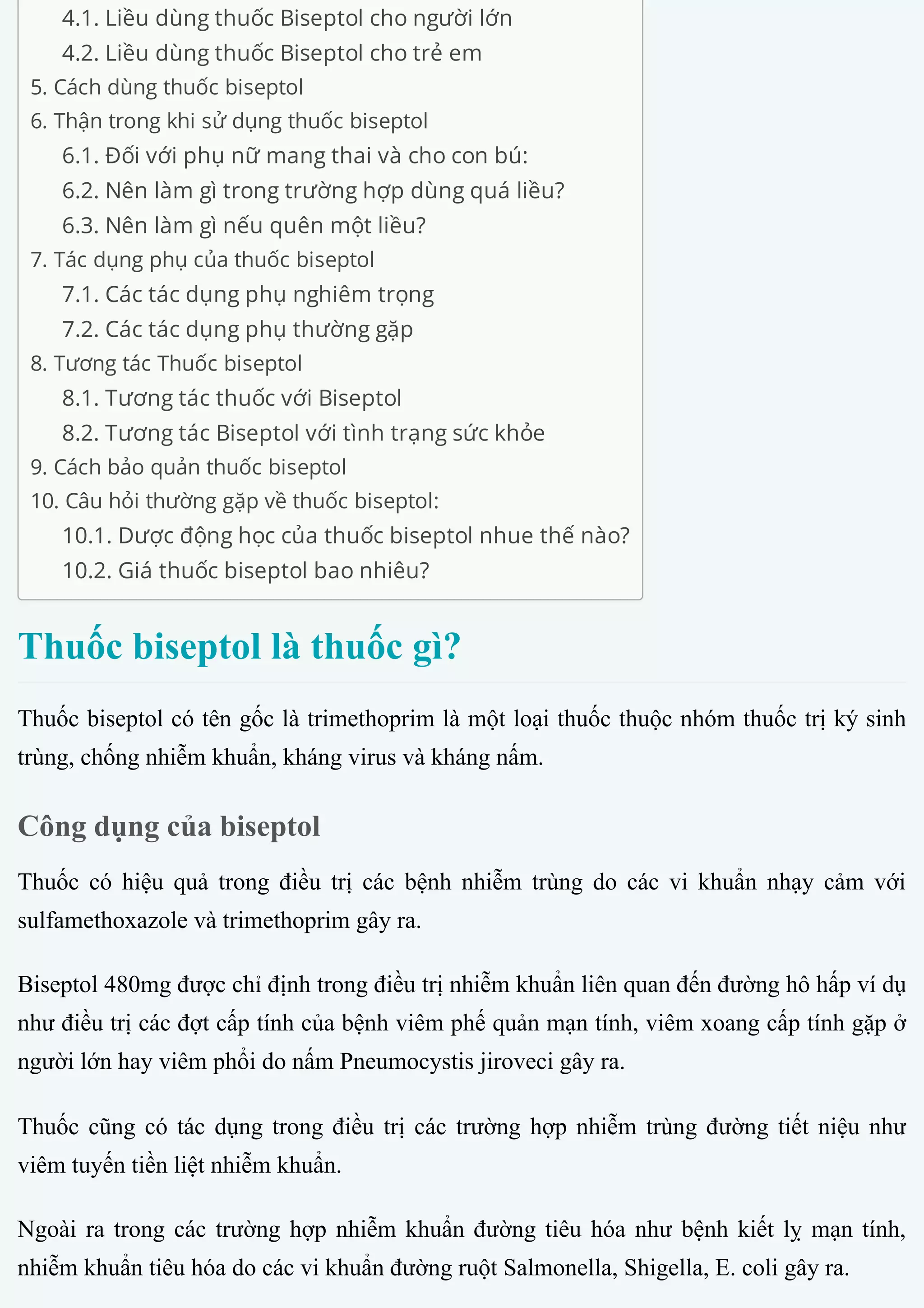 Thuoc Biseptol la thuoc gi Cong dung lieu dung|Tracuuthuoctay | PDF