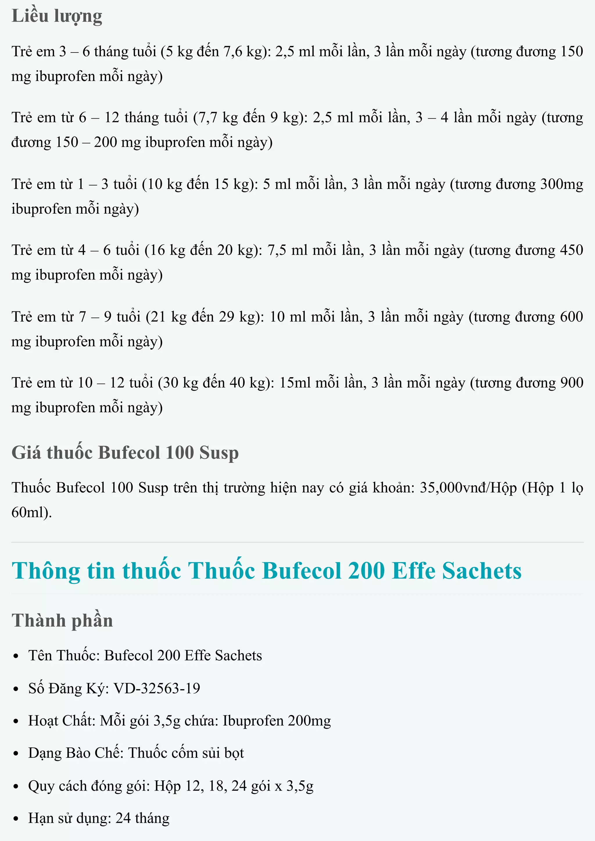Gia ke khai thuoc Bufecol 100 Susp thong tin thuoc|Tracuuthuoctay | PDF