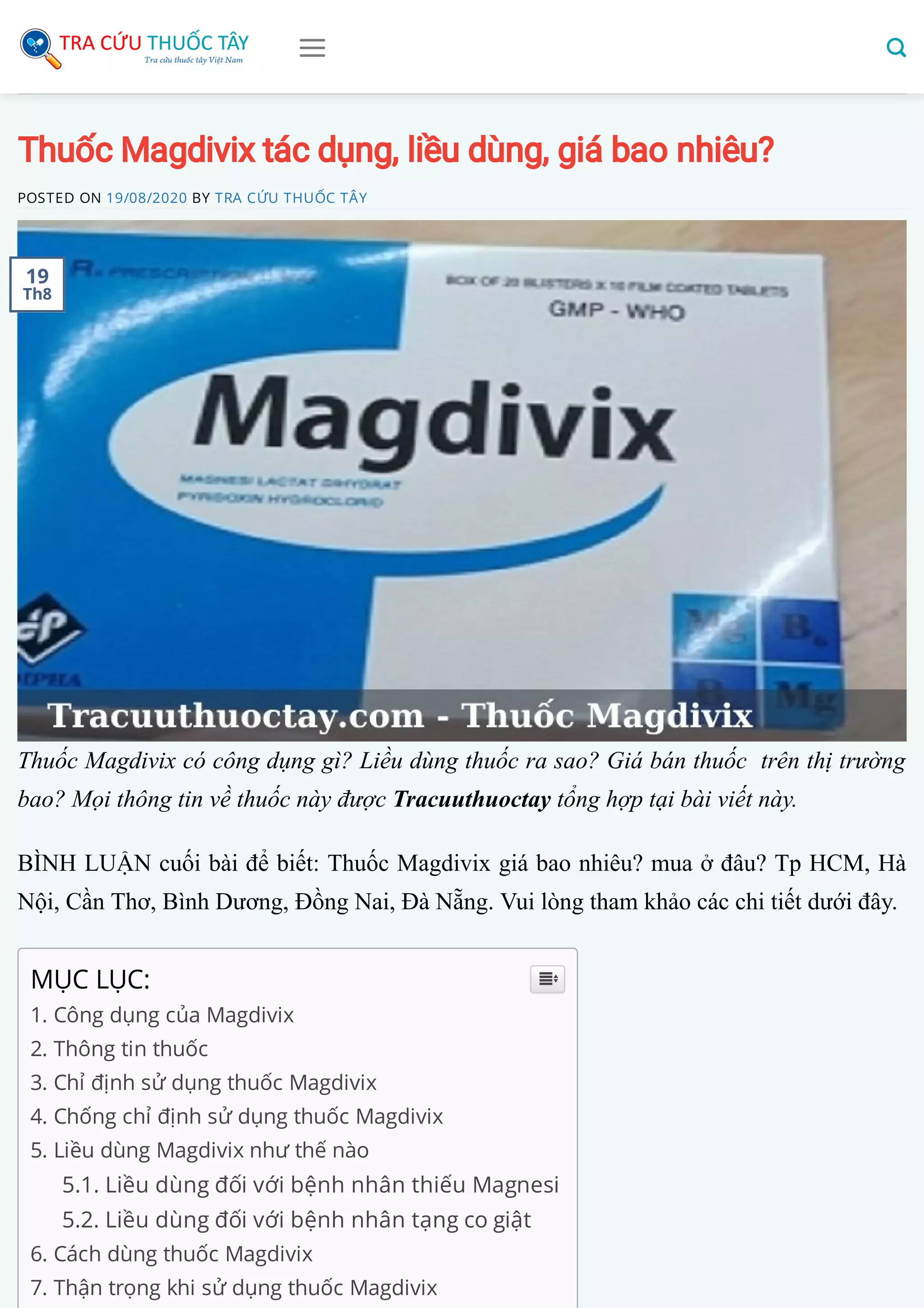 Gia thuoc Magdivix bao nhieu|Tracuuthuoctay | PDF