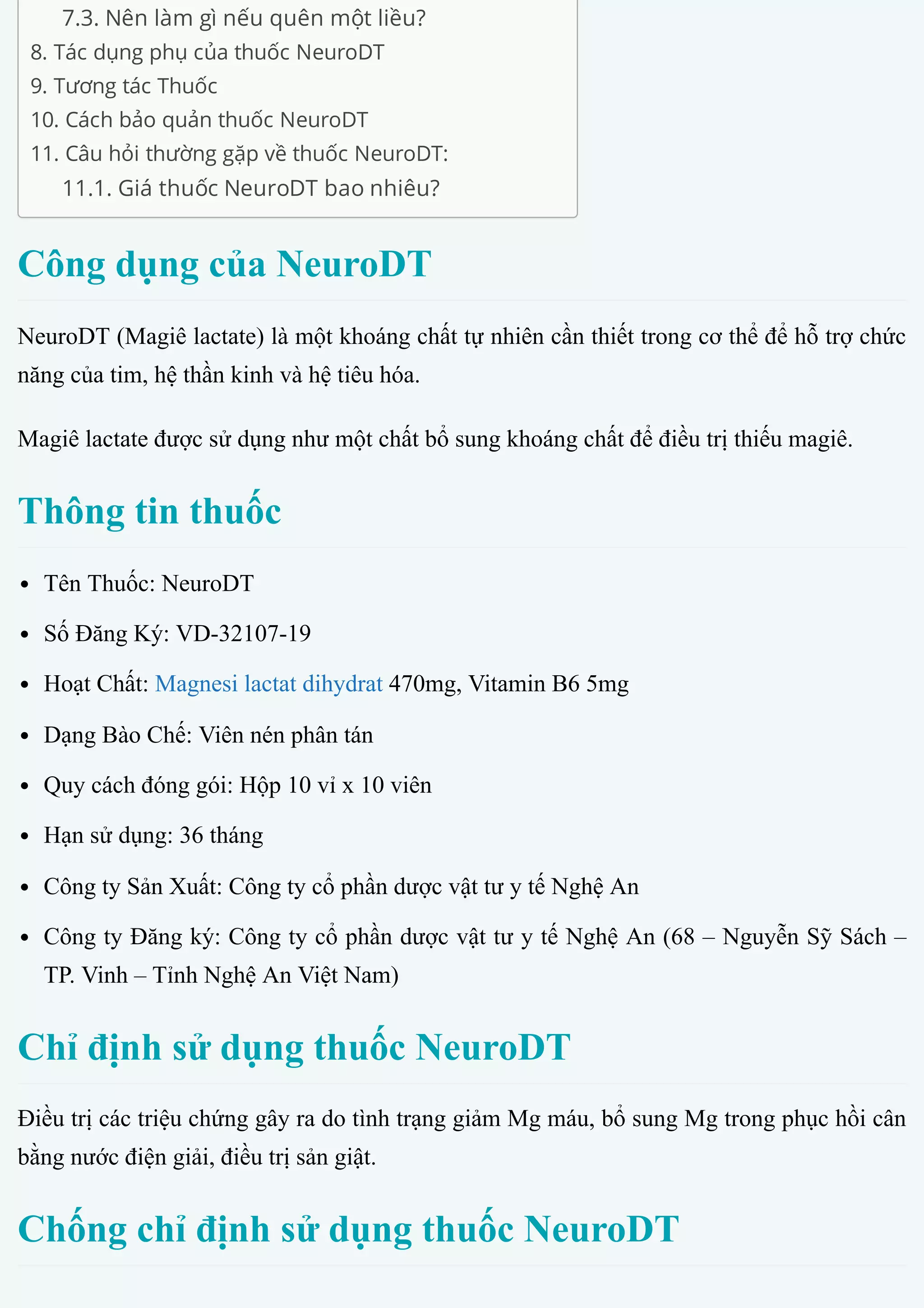 Gia thuoc NeuroDT thong tin thuoc|Tracuuthuoctay | PDF