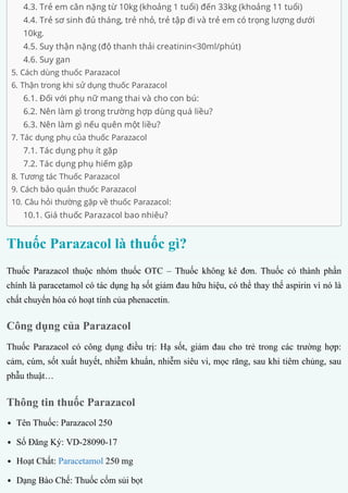 Gia Thuoc Parazacol |Tracuuthuoctay | PDF