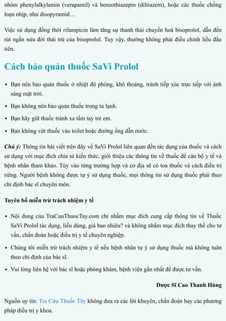 Thuoc Savi Prolol 2 5 la thuoc gi gia bao nhieu co tac dung gi ...