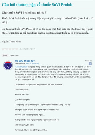 Thuoc Savi Prolol 2 5 la thuoc gi gia bao nhieu co tac dung gi ...