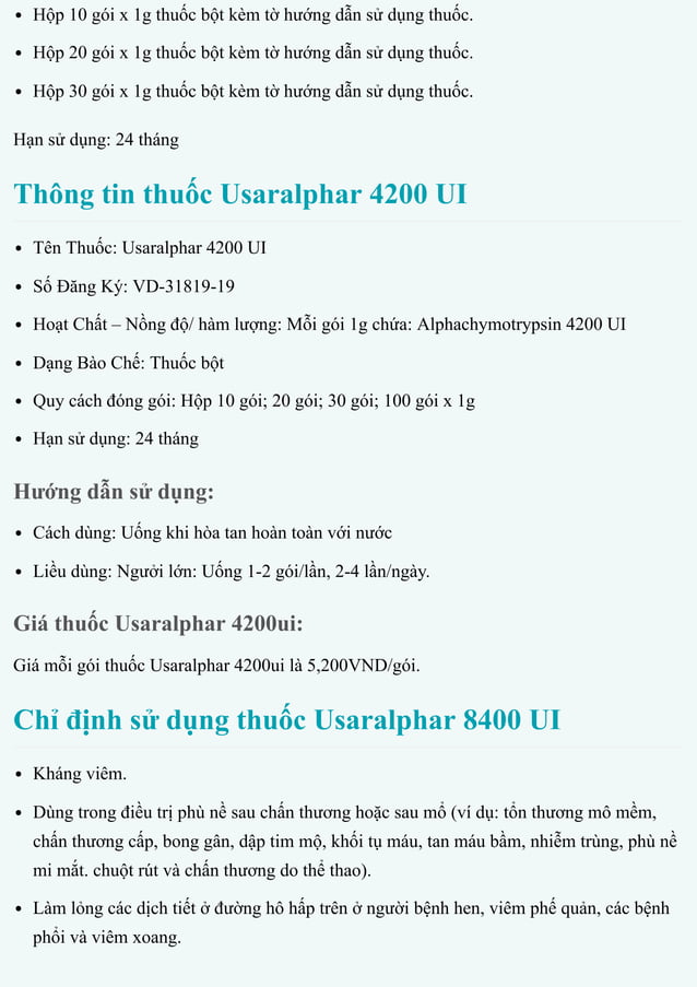 Thuoc Usaralphar 8400 UI tac dung lieu dung |Tracuuthuoctay | PDF
