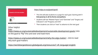 sustainable development goals lesson and how these SDGs align with your ...