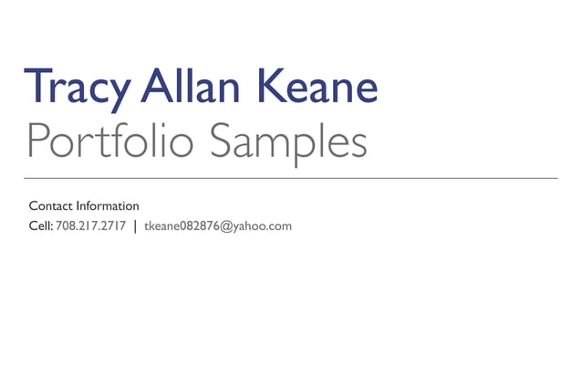 Tracy Keane Various Samples - 2011 | PPT