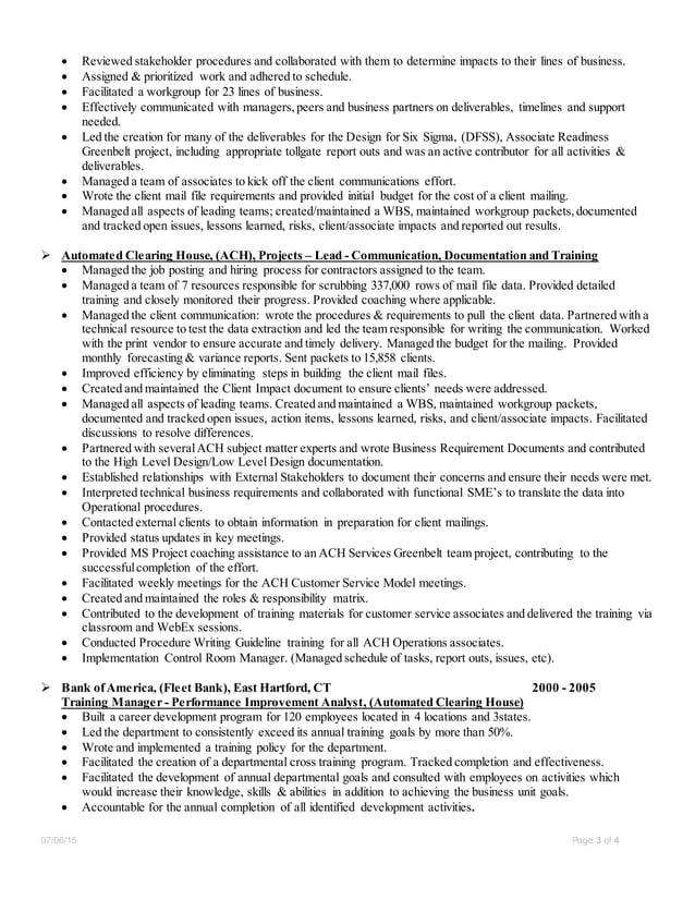 Tracy la chance resume experience summary - 07062015 | PDF