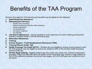 Trade Adjustment Assistance (Taa)Cjacobson | PPT