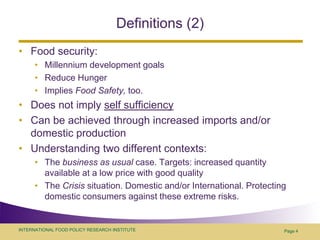 Food and Agricultural Trade: Implications for Food Security | PDF