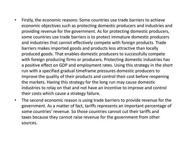 Trade Barrier | PPTX | Commodities | Economy