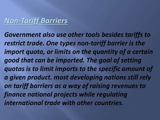Trade barriers .pptx | Commodities | Economy