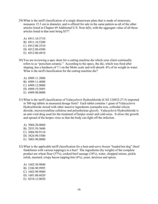 Trade & Customs Exam Questions | PDF