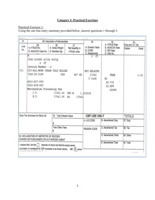 Trade & Customs Exam Questions | PDF