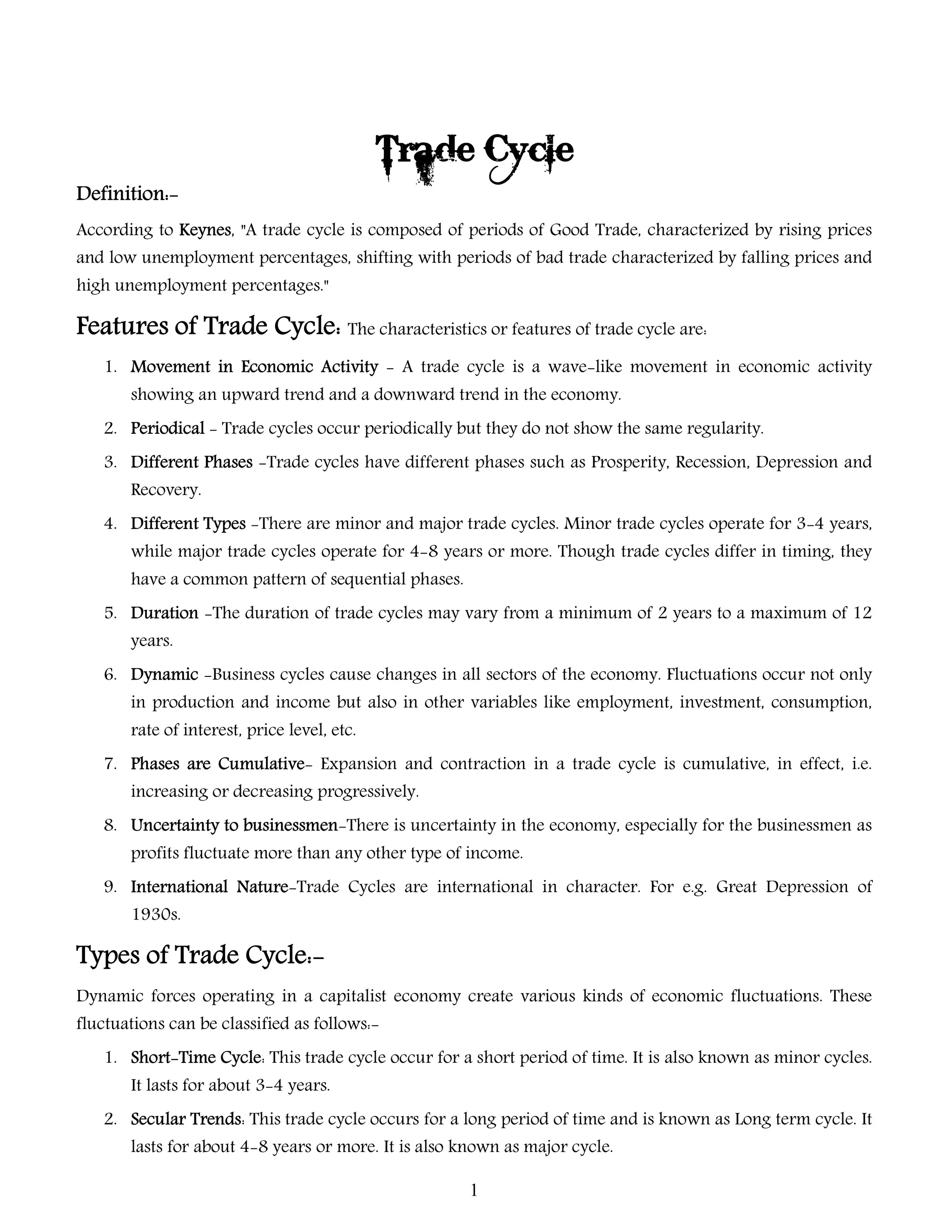 Trade cycle | PDF