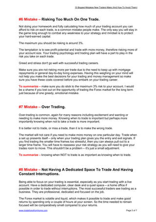 Trade Forex From Home - 10 Biggest Mistakes New Forex Traders Make (And How To Avoid Them) | PDF