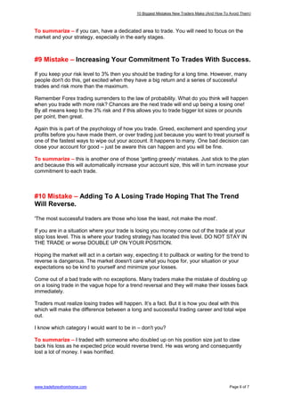 Trade Forex From Home - 10 Biggest Mistakes New Forex Traders Make (And How To Avoid Them) | PDF