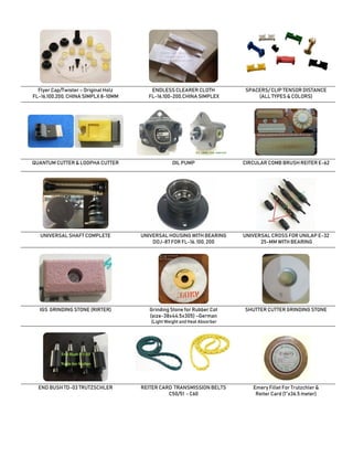 TEXTILE MACHINERY SPARE PARTS / SPARES | PDF