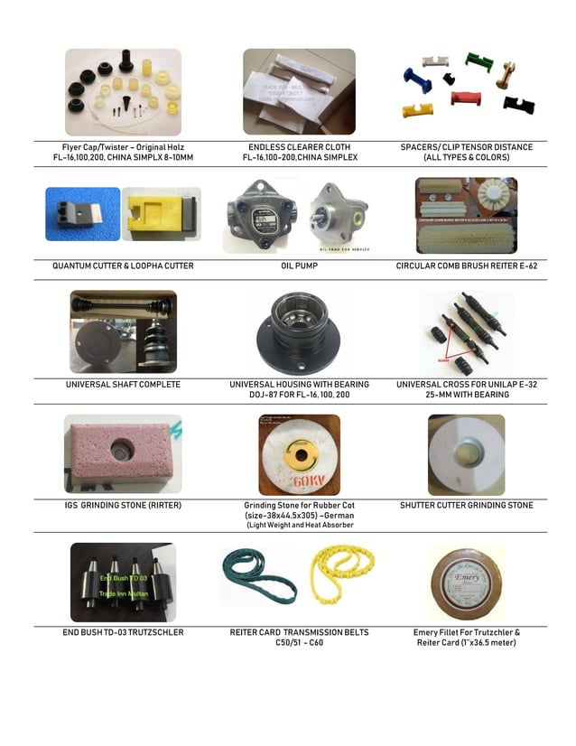 TEXTILE MACHINERY SPARE PARTS / SPARES | PDF
