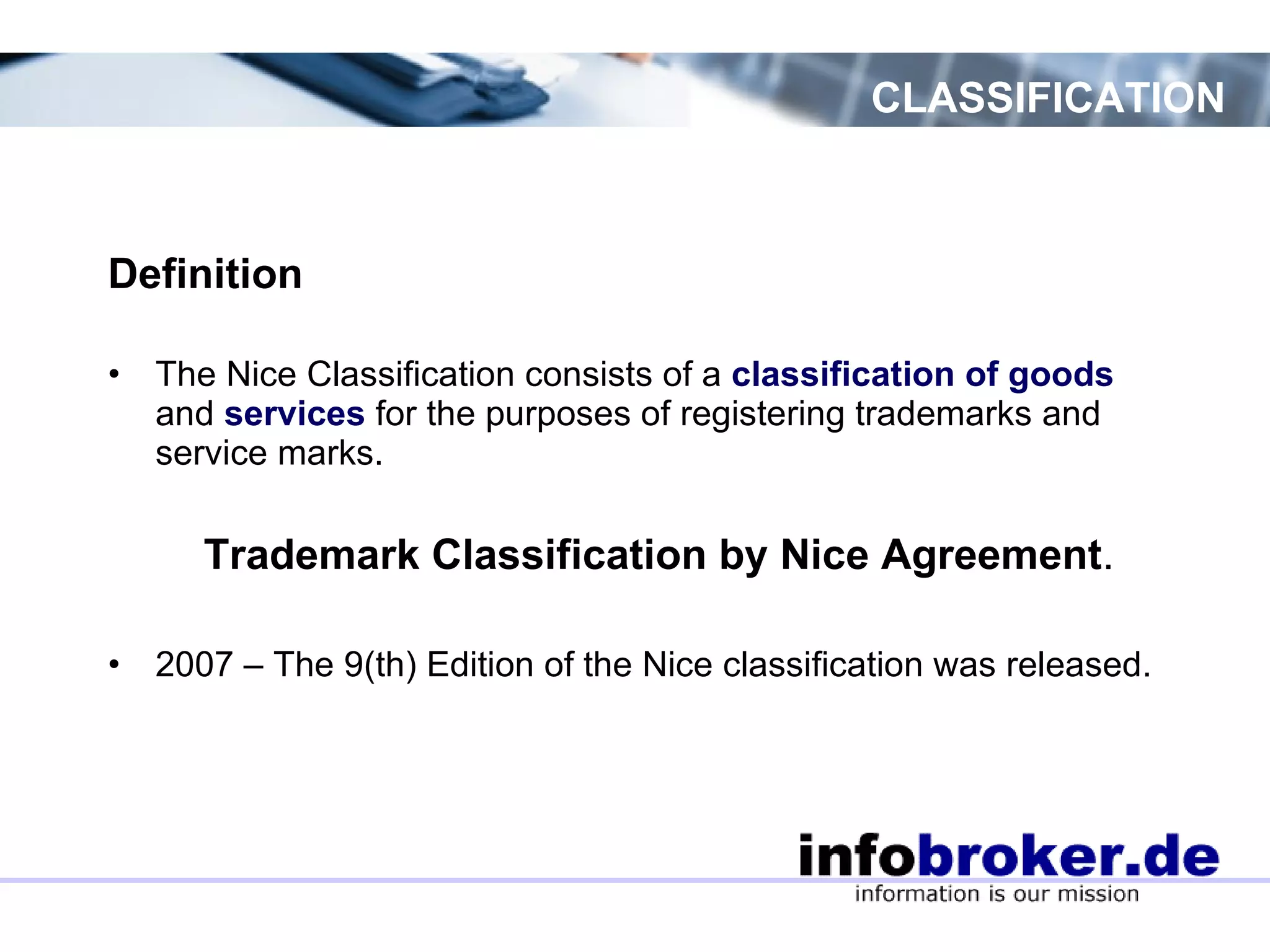 Trademark Classes - Nice Classification | PPT