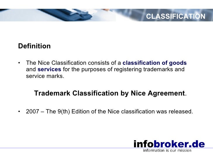 Trademark Classes - Nice Classification