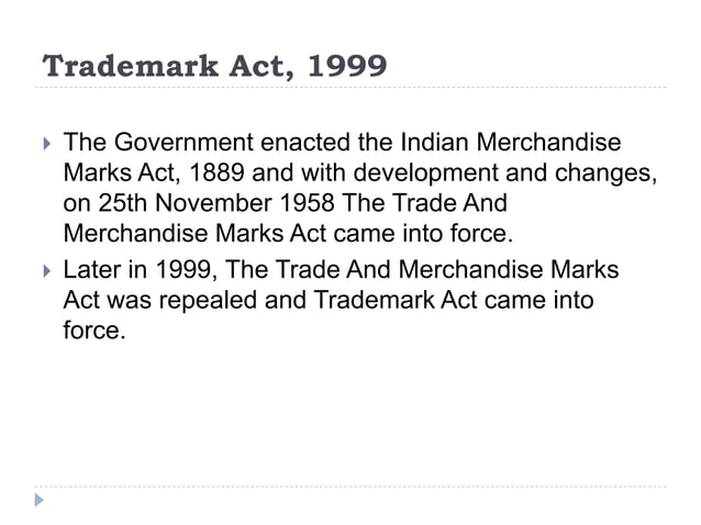 Trademark Act, 1999 | PPTX