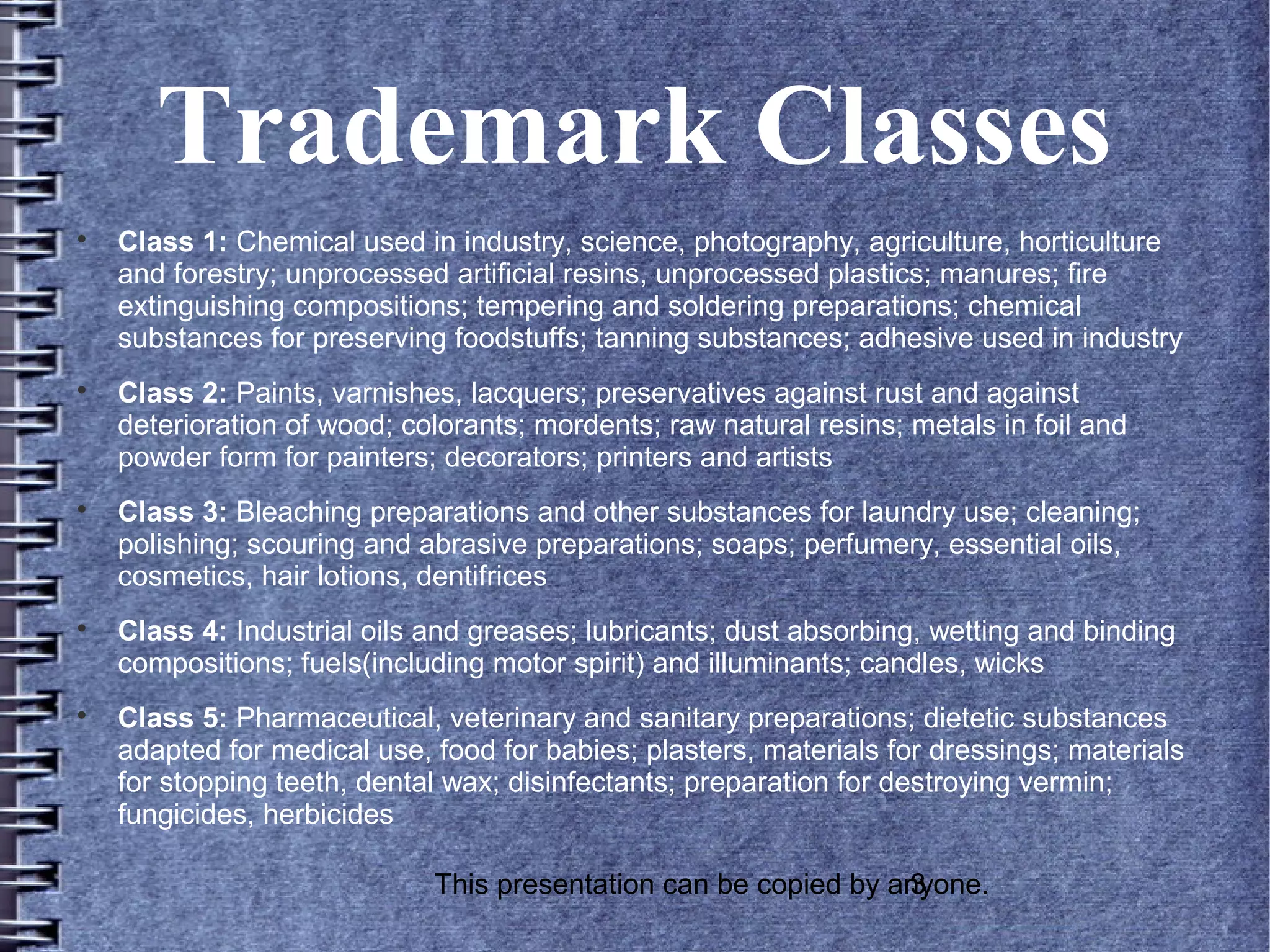 Trademark classes | PPT