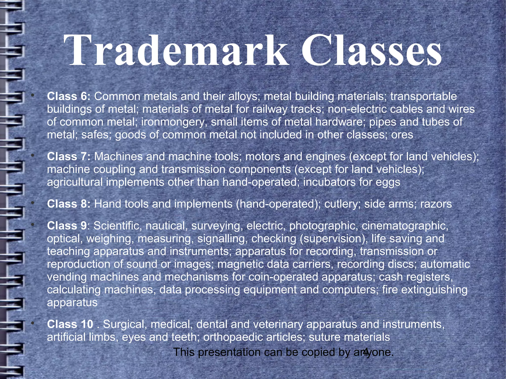 Trademark classes | PPT