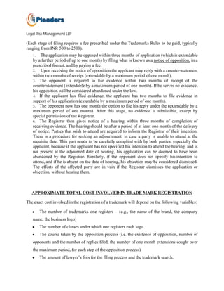 Trademark registration in india procedure and fees | PDF
