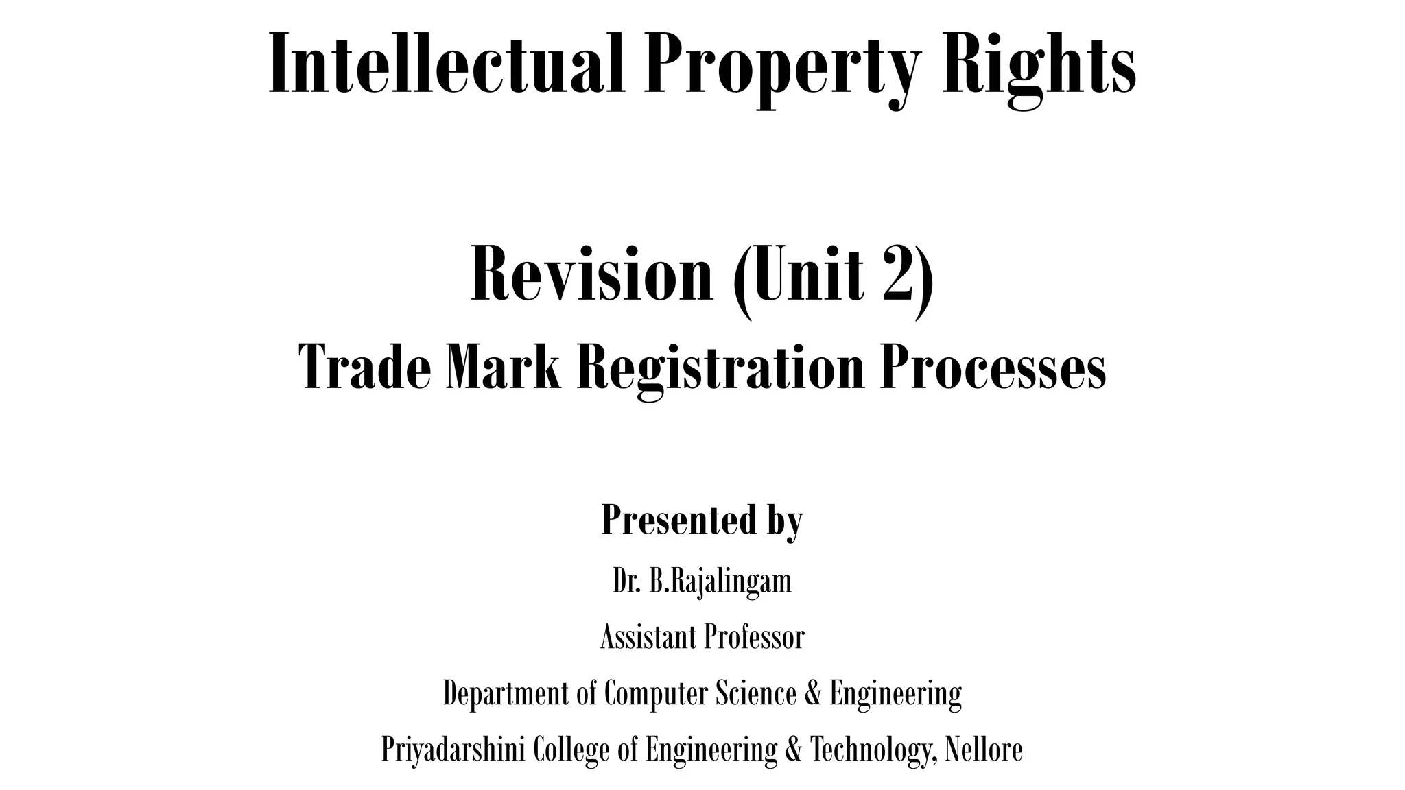 Trade Mark Registration Processes 2 Ppt