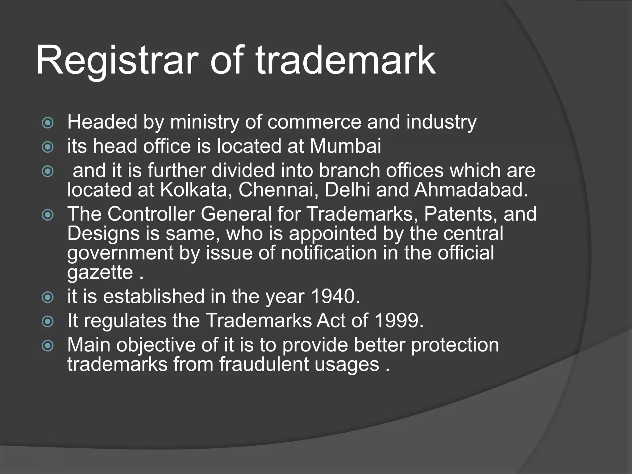Trademarks act 1999 | PPTX