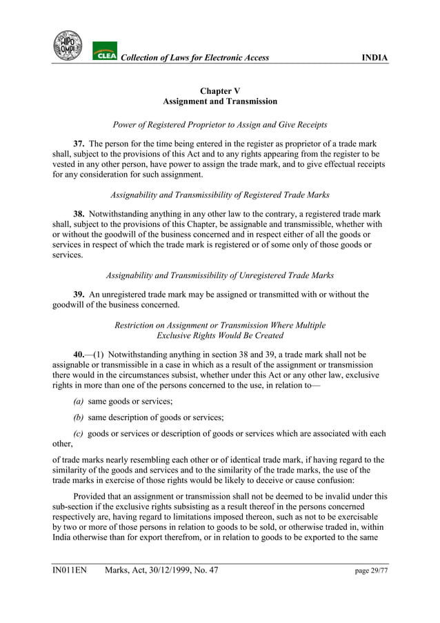 Trade marks act, 1999 | PDF