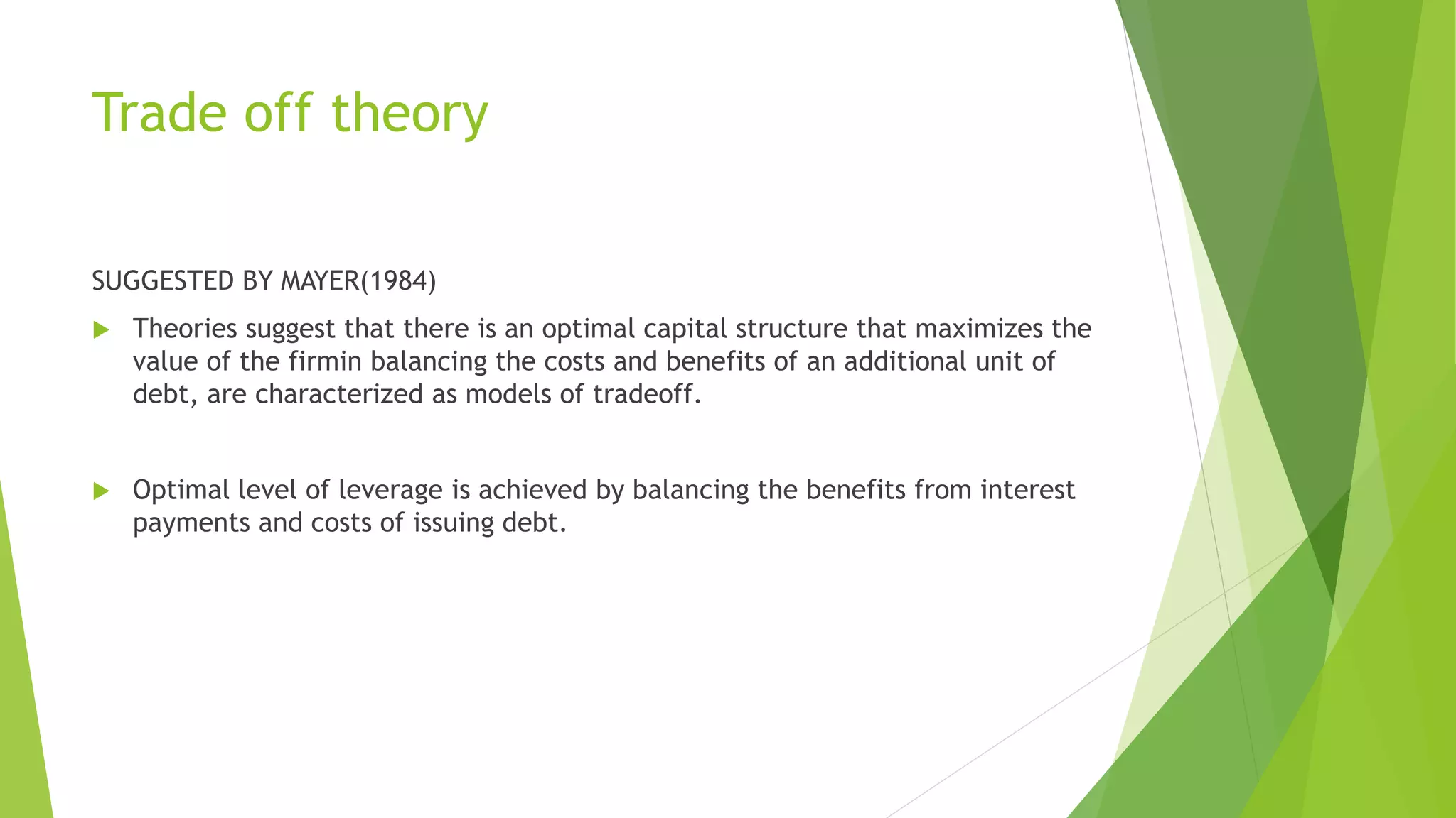 Trade-off theory in capital structure | PPTX