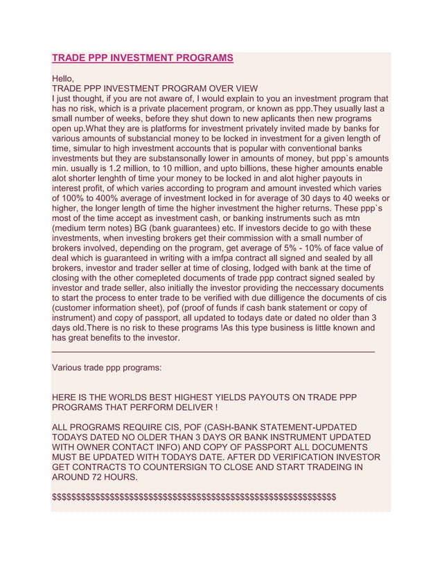 Trade ppp investment programs | PDF