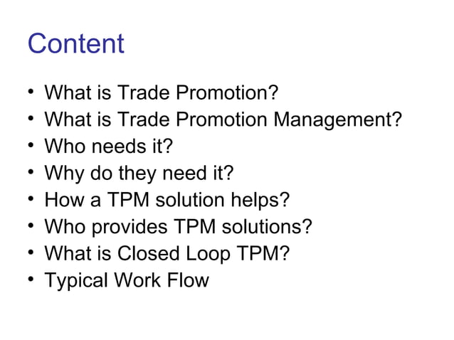 Trade Promotion Management | PPT | Sales | Business