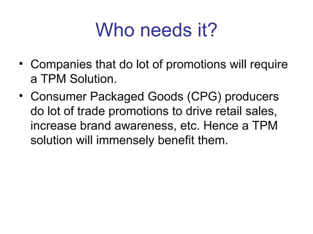 Trade Promotion Management | PPT | Sales | Business