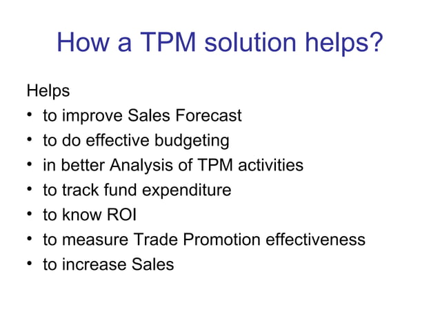Trade Promotion Management | PPT | Sales | Business