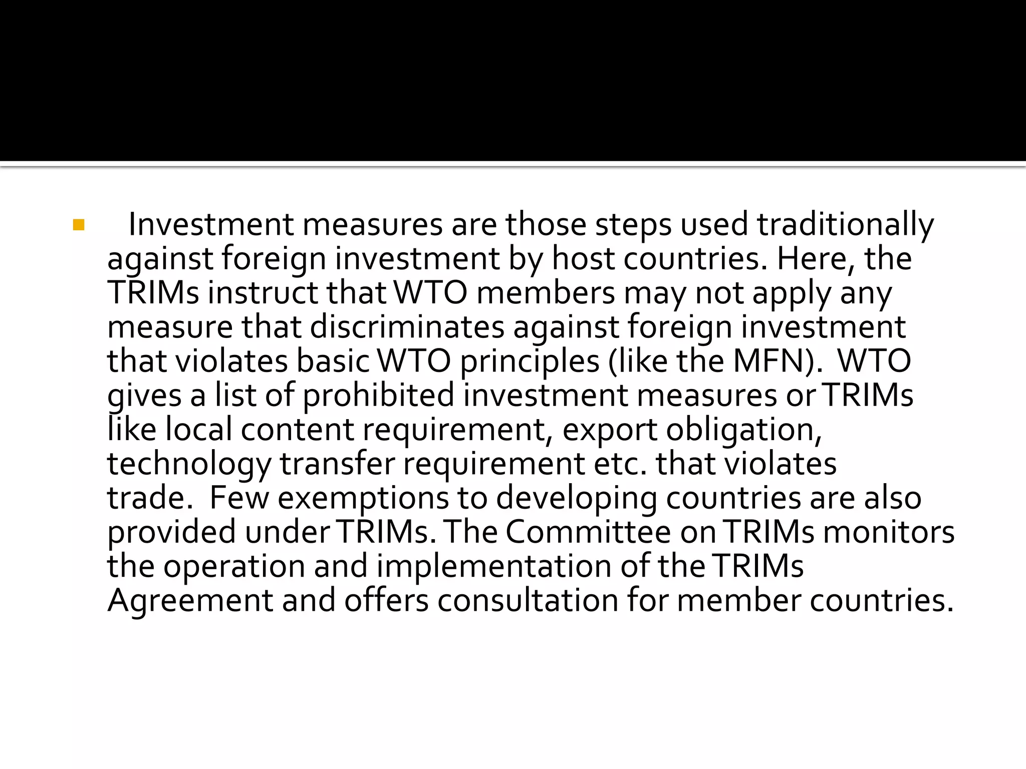 Trade related investment measures {trims} | PPTX