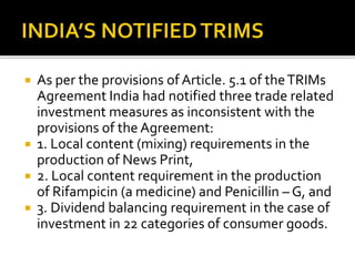 Trade related investment measures {trims} | PPTX