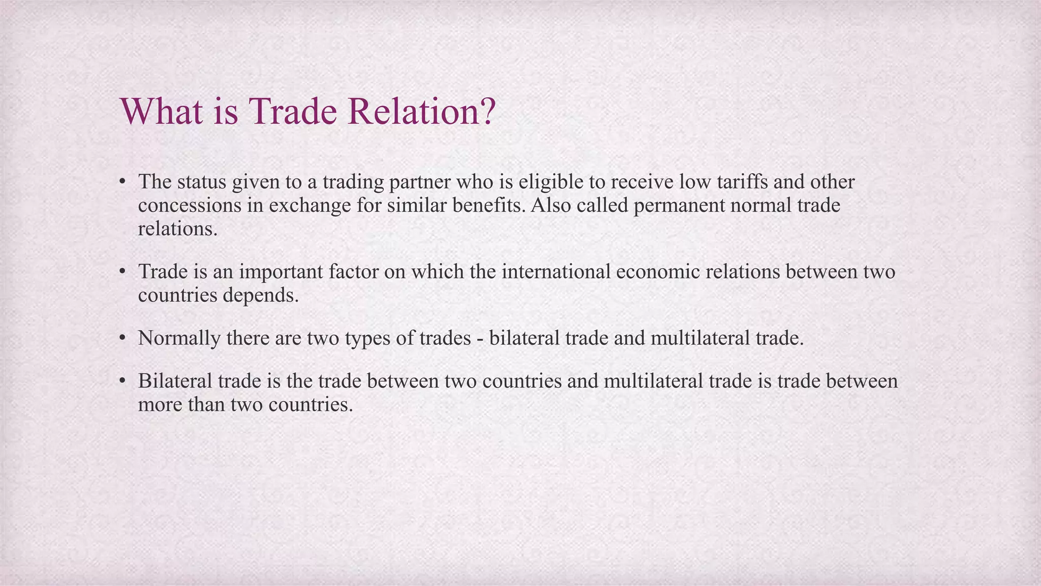 Trade relations US & India; the changing faces | PPTX
