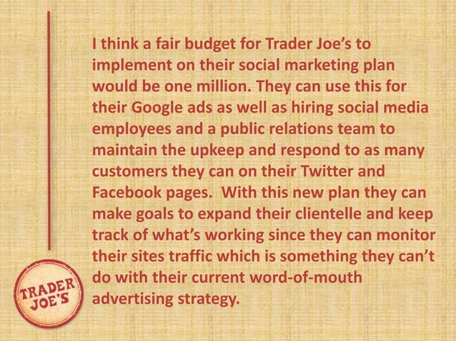 Trader joe’s digital media marketing strategy | PPTX