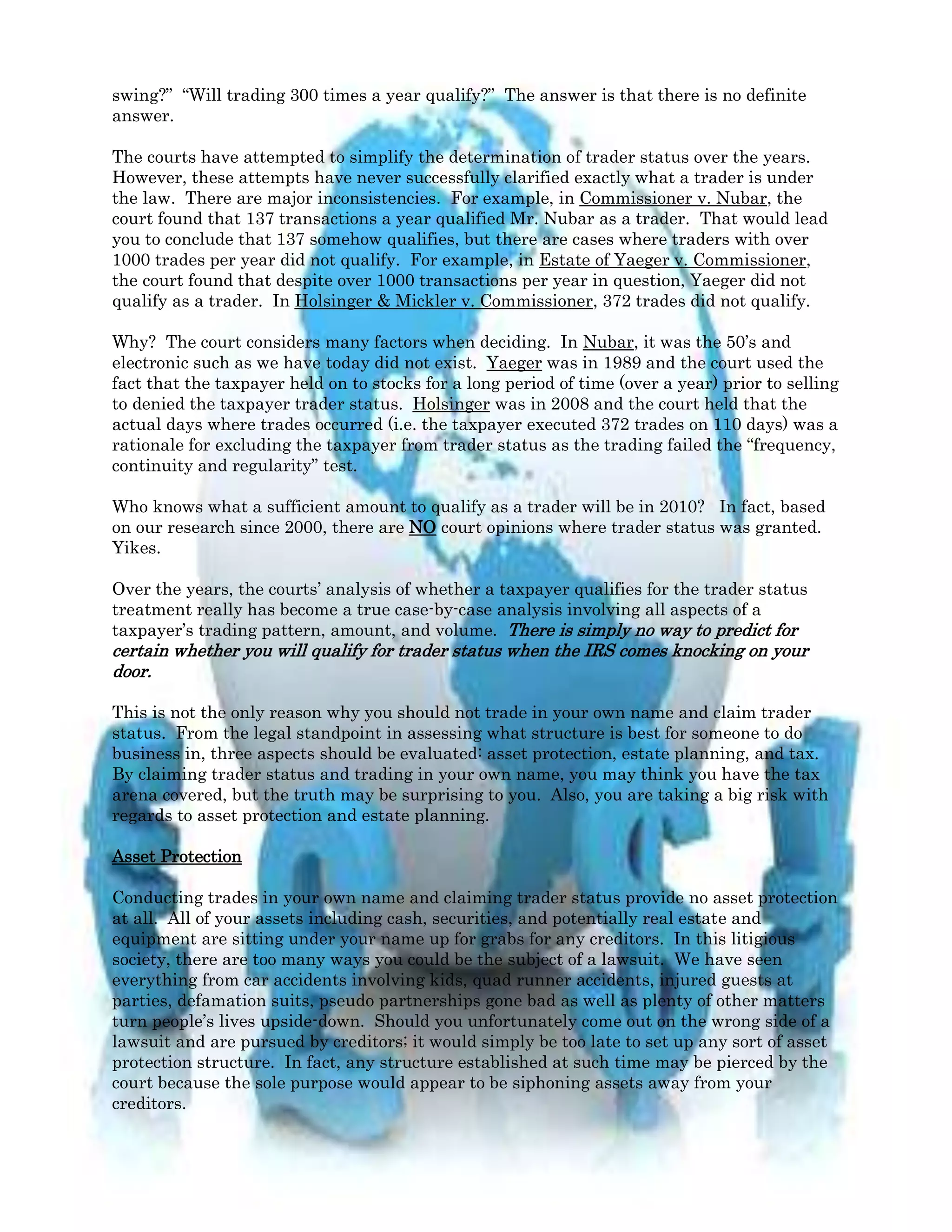 Trader Status Special Report | DOCX | Stocks and Bonds | Personal Investing