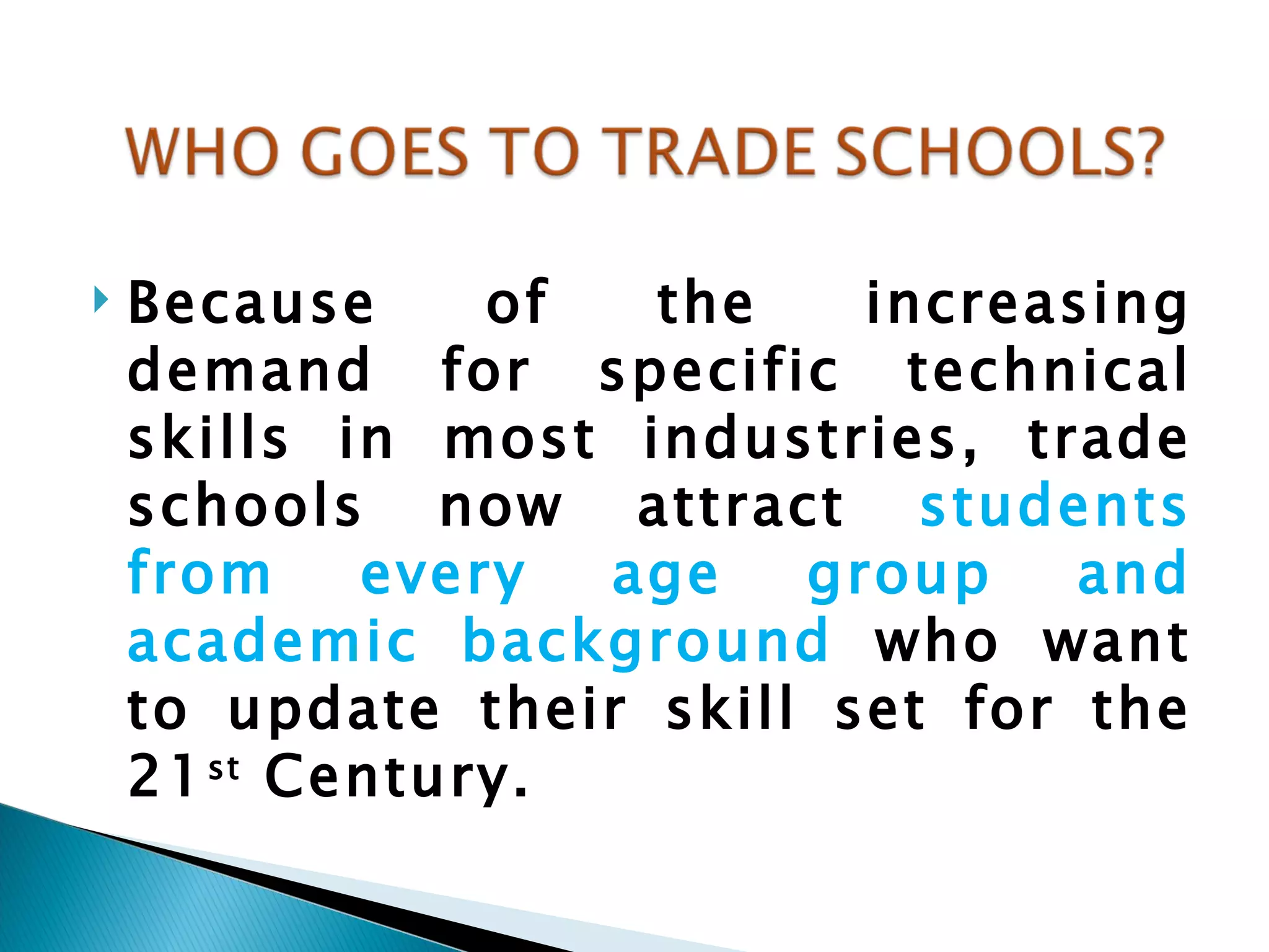 Trade schools for development | PPT