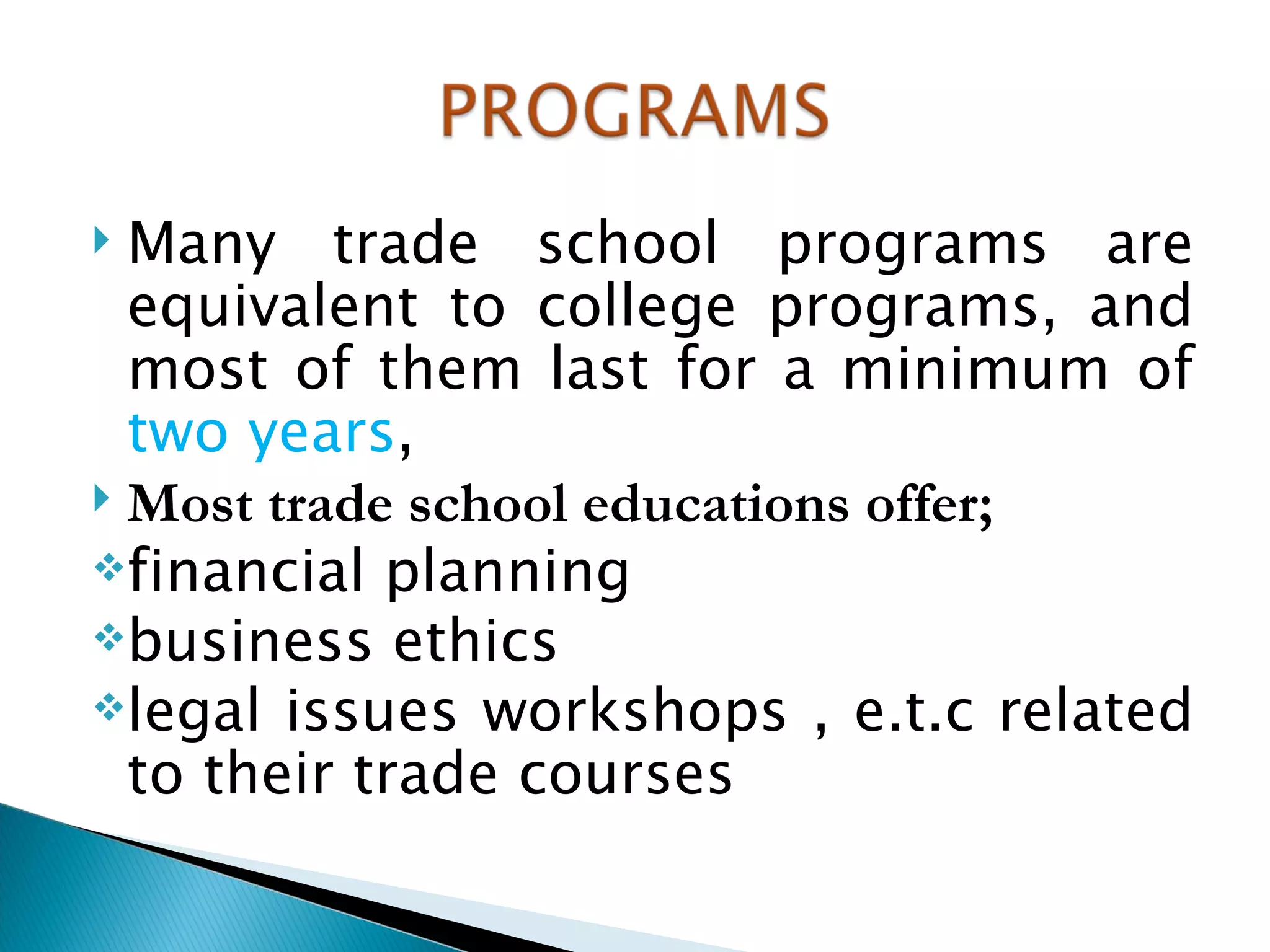 Trade schools for development | PPT