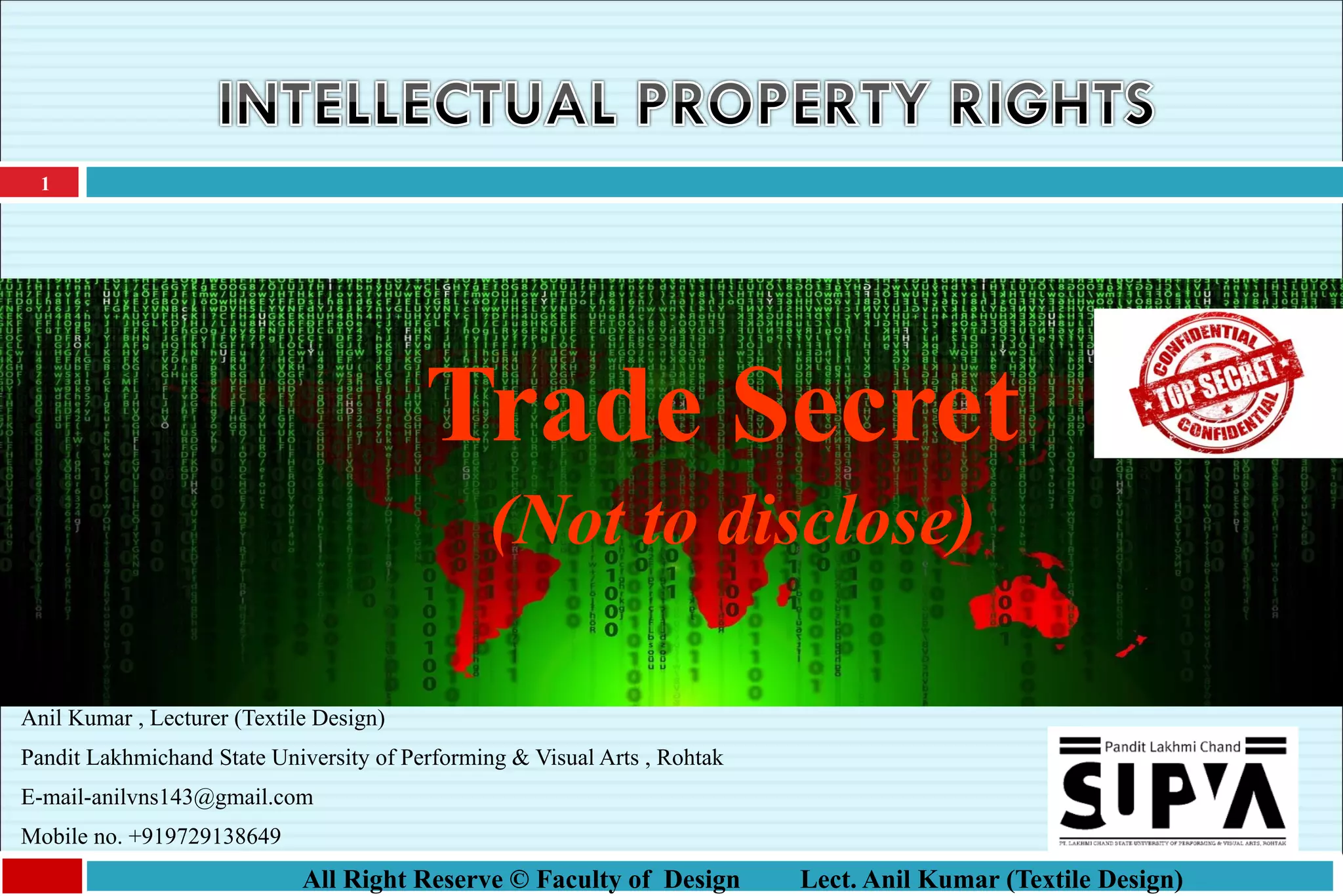 Intellectual Property Rights [Trade Secret] | PDF