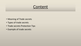 Presentation on Trade secrets | PPTX
